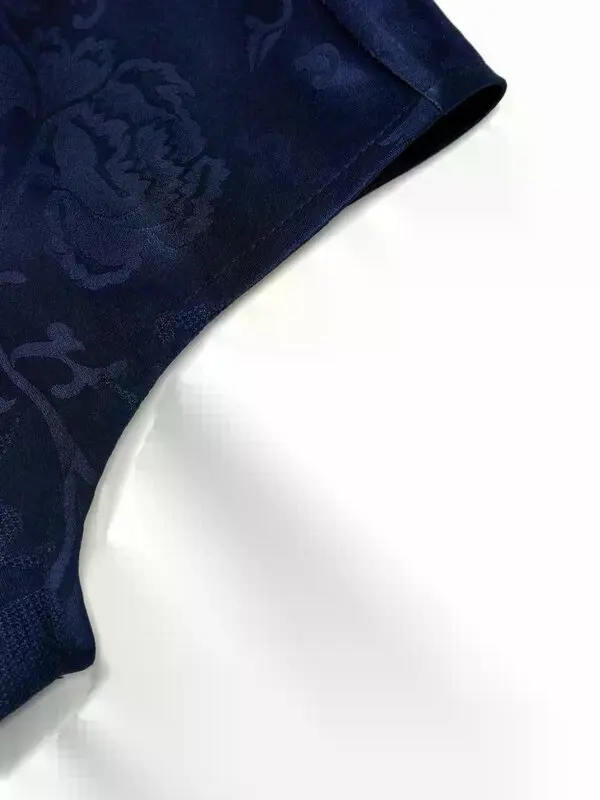 Shanghai Tang Jacquard Batwing-sleeve Top - Blue