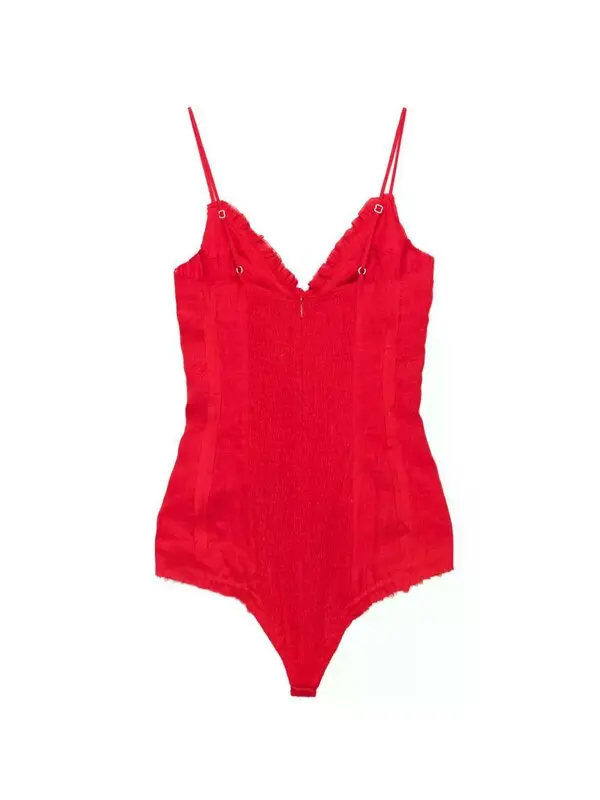 SHUSHU/TONG Ruffled Bow-detail Bodysuit - Red