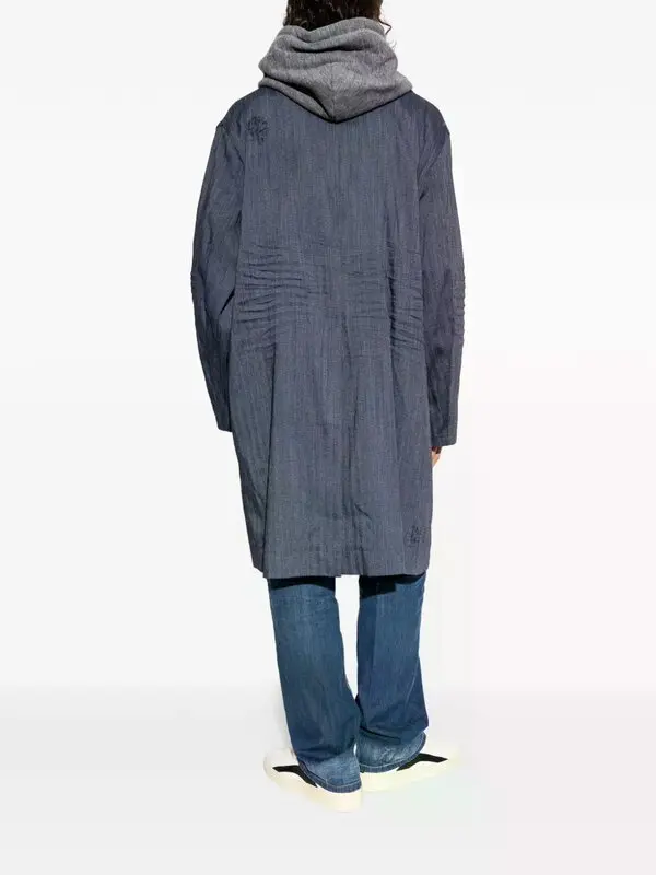 Dsquared2 Distressed Coat With Logo Patch And Hooded Detail