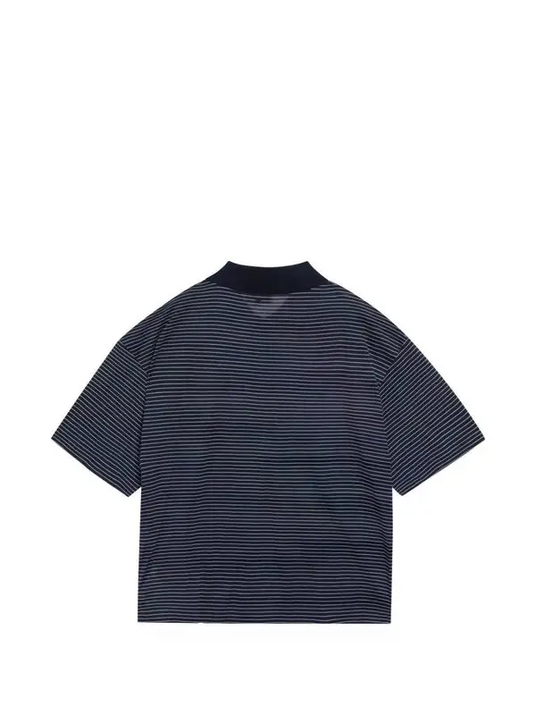 AMI Paris De Coeur Striped Polo Shirt