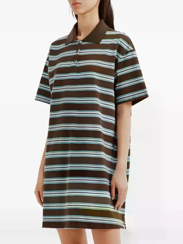 TOUT A COUP Horizontal Striped Polo Mini Dress
