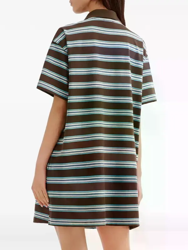 TOUT A COUP Horizontal Striped Polo Mini Dress