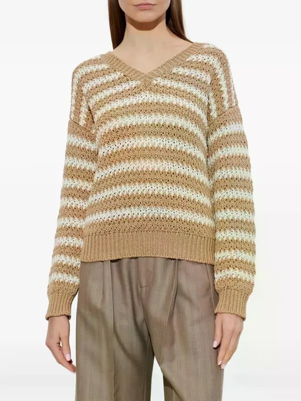 Fabiana Filippi Striped Open-knit Cotton Sweater
