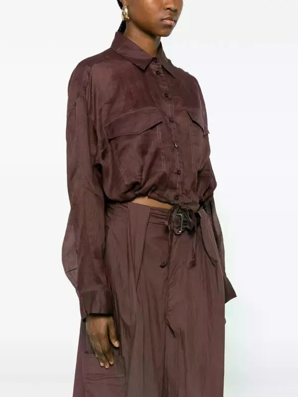 ISABELLE BLANCHE Cropped Drawstring-hem Shirt