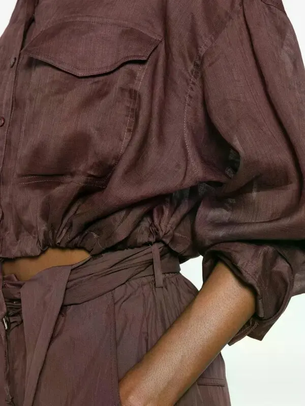 ISABELLE BLANCHE Cropped Drawstring-hem Shirt