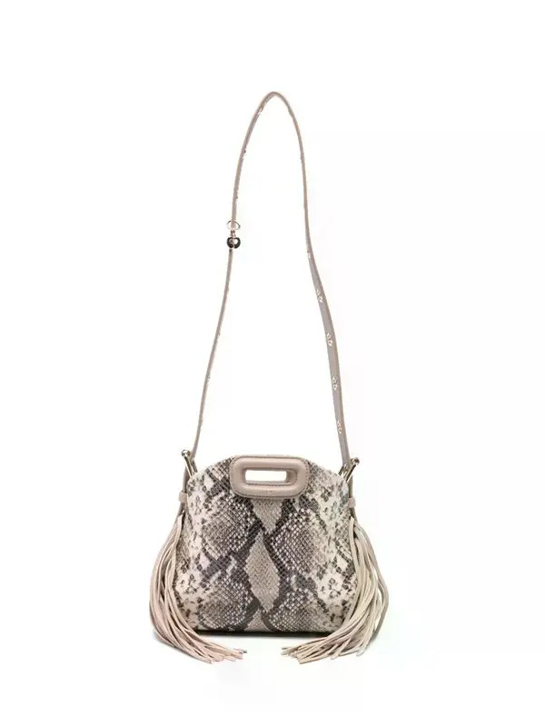 Maje Mini Miss M Snake-print Leather Bag - Neutrals