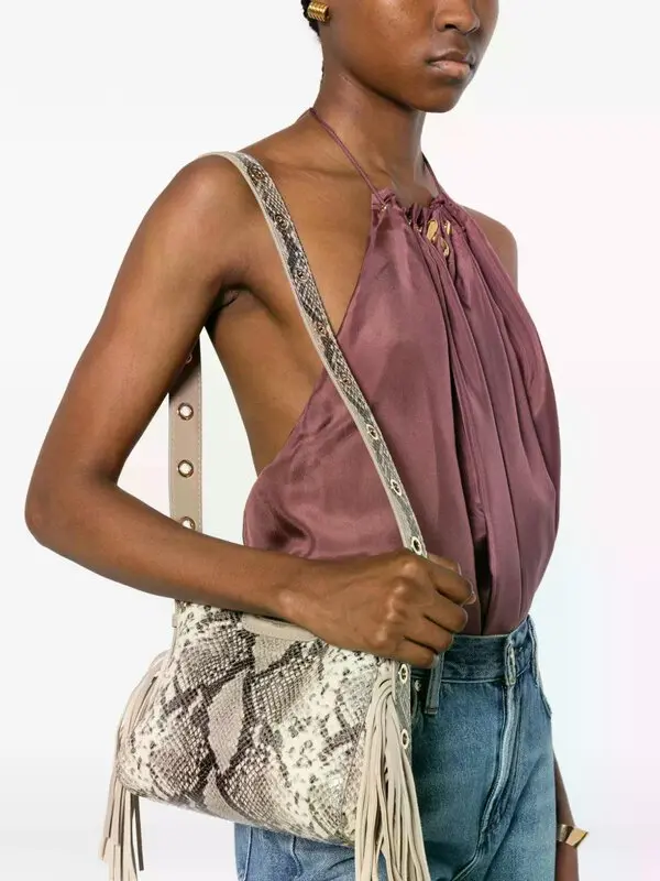 Maje Mini Miss M Snake-print Leather Bag - Neutrals