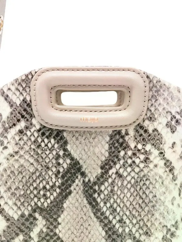 Maje Mini Miss M Snake-print Leather Bag - Neutrals