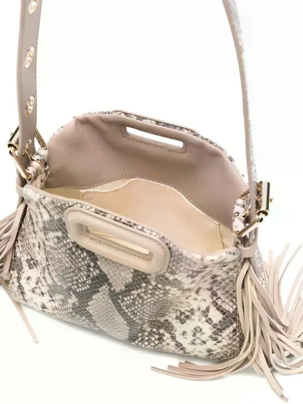 Maje Mini Miss M Snake-print Leather Bag - Neutrals
