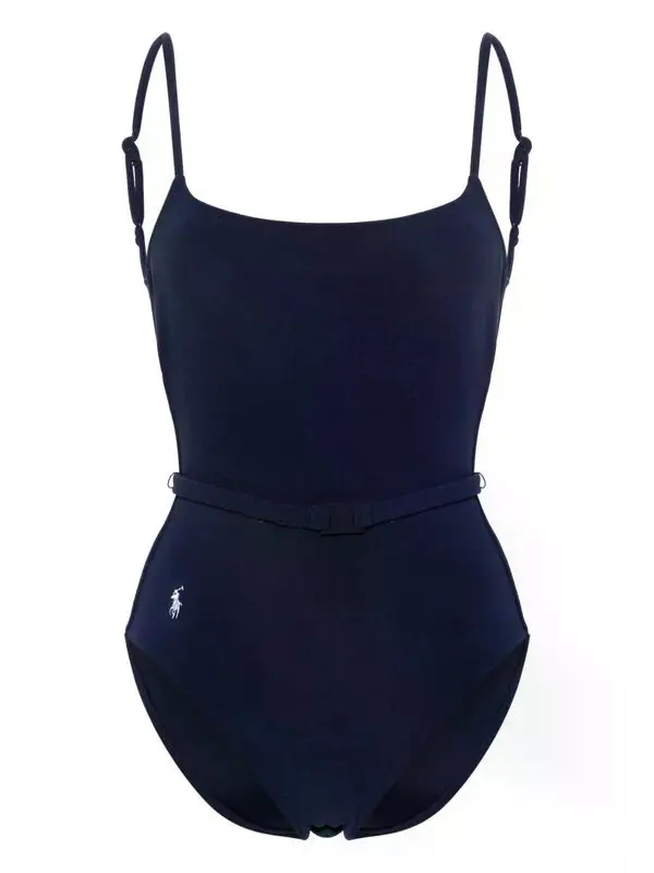 Polo Ralph Lauren Terry-cloth Belted One Piece Swimsuit - Blue