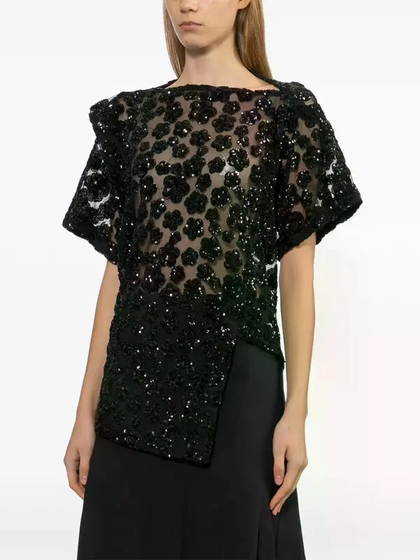 Junya Watanabe Sequin Embellished Short Sleeve Top