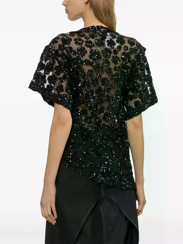 Junya Watanabe Sequin Embellished Short Sleeve Top