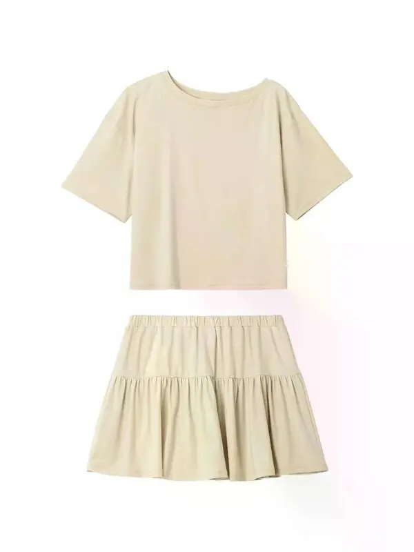 B+AB Off-shoulder Tiered Pyjama Set - Neutrals