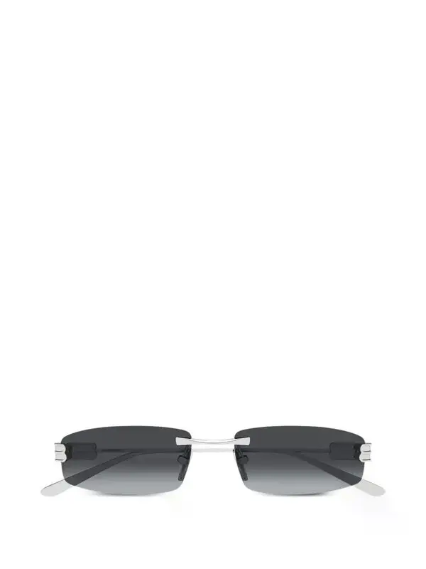 Balenciaga Gossip Logo-plaque Rectangle-frame Sunglasses - Silver