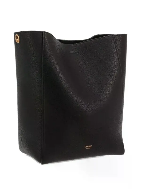 Celine Sac Sangle Grained Leather Handbag - Black