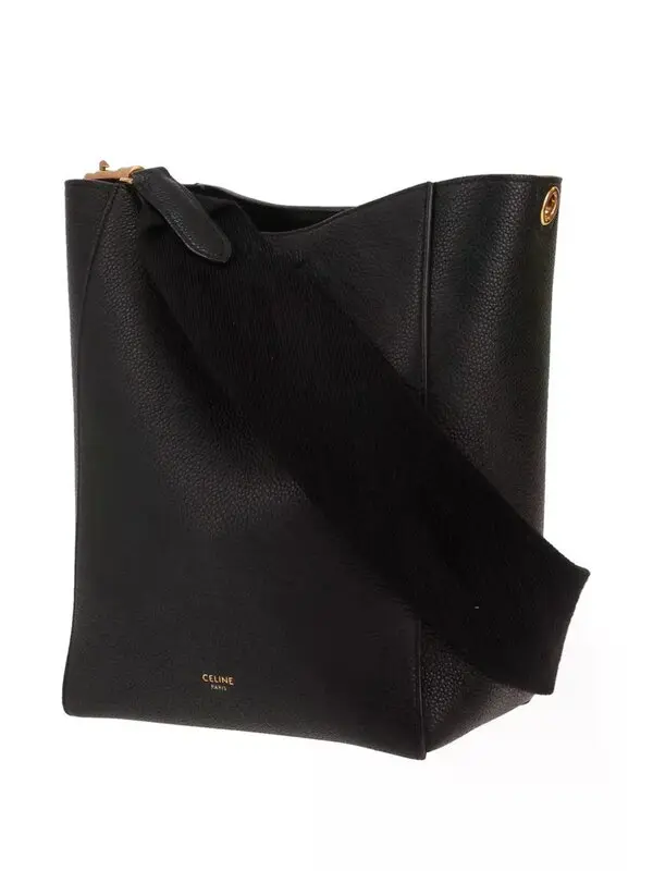 Celine Sac Sangle Grained Leather Handbag - Black