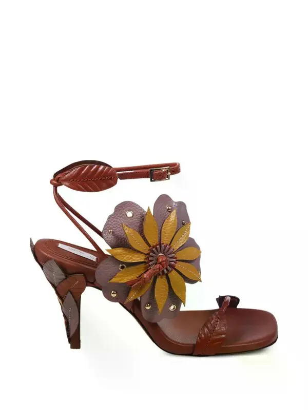 Zimmermann Brightside Floral-appliqué Leather Sandals