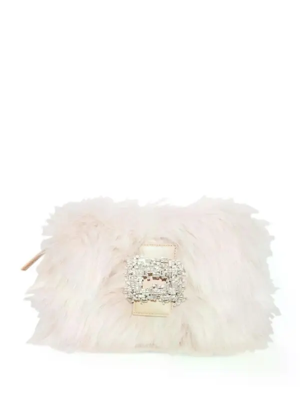 GEDEBE Crystal-embellished Faux-fur Clutch - Neutrals