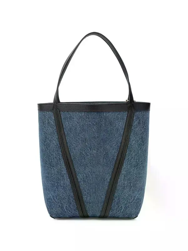 Chloé Spin Leather-trim Denim Tote