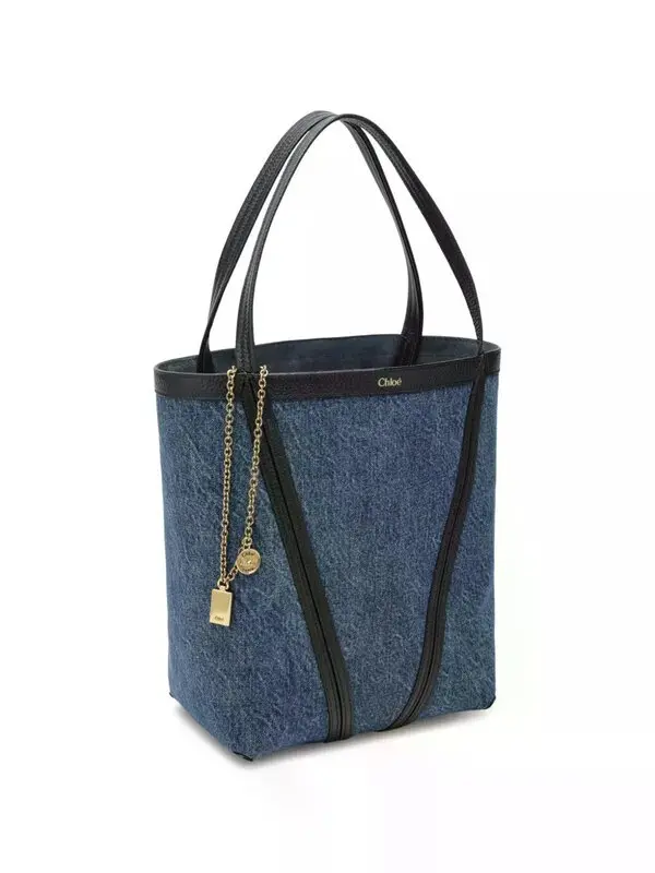 Chloé Spin Leather-trim Denim Tote