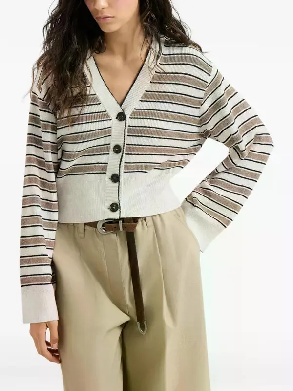 Brunello Cucinelli Cotton Cardigan With Stripes