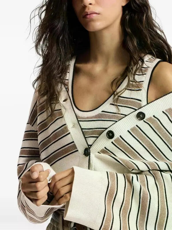 Brunello Cucinelli Cotton Cardigan With Stripes