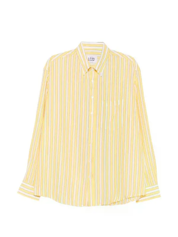 LC23 Striped-pattern Button-down Shirt - Yellow