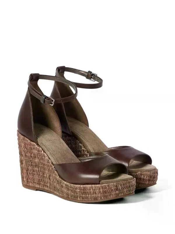 Brunello Cucinelli Suede Espadrille Wedges With Monili Detail