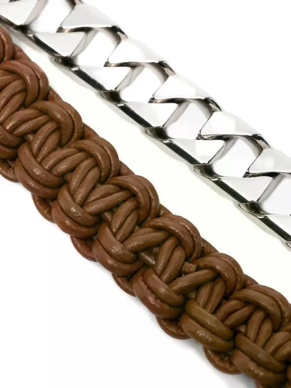 Plan C Braided Leather Curb-link Necklace
