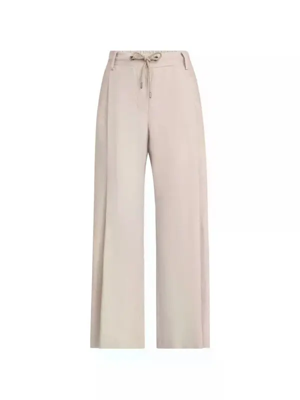 Brunello Cucinelli Linen Trousers With Drawstring And Monili - Neutrals