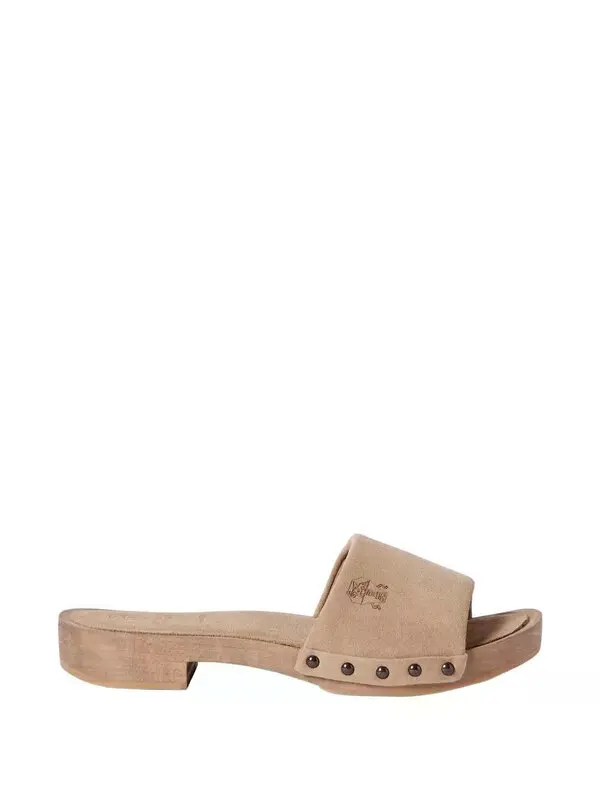 Brunello Cucinelli Suede Studded Slides