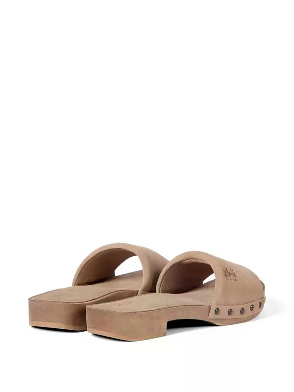 Brunello Cucinelli Suede Studded Slides