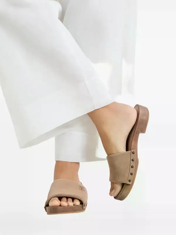 Brunello Cucinelli Suede Studded Slides