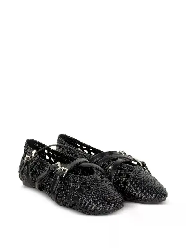 Michael Kors Woven Buckle-strap Ballet Flats