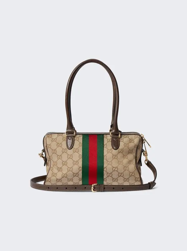 Gucci Medium Boston Bag In Gg Canvas - Sand