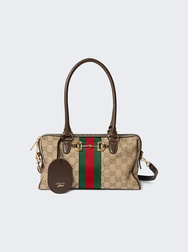 Gucci Medium Boston Bag In Gg Canvas - Sand