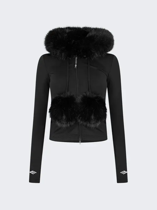 Balenciaga Furry Zip-up Hoodie - Black