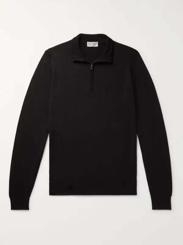 John Smedley Tapton Slim-fit Merino Wool Half-zip Sweater - Black