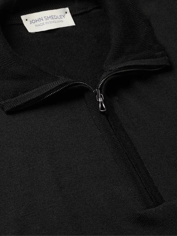 John Smedley Tapton Slim-fit Merino Wool Half-zip Sweater - Black