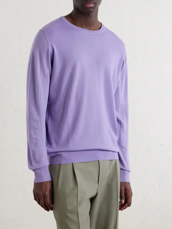 William Lockie Virgin Wool Crewneck Sweater - Purple