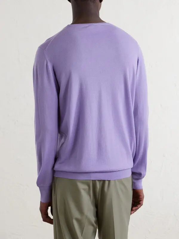 William Lockie Virgin Wool Crewneck Sweater - Purple