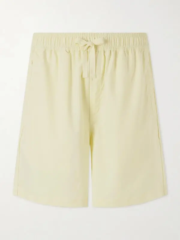 SAMAN AMEL Straight-leg Silk Shorts - Yellow