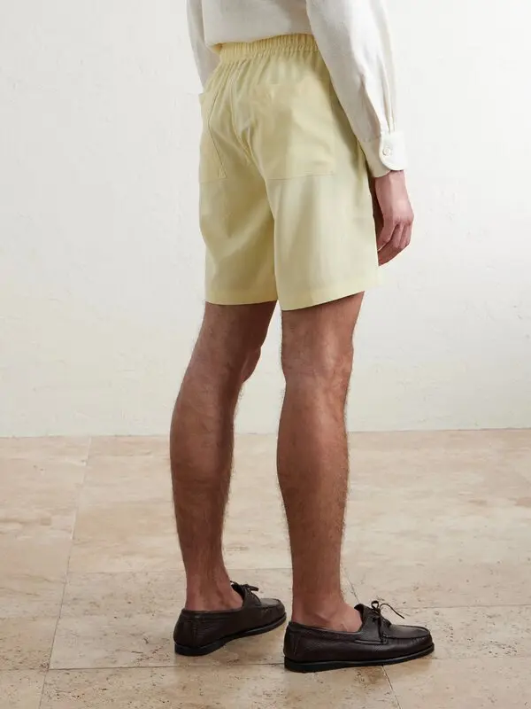 SAMAN AMEL Straight-leg Silk Shorts - Yellow
