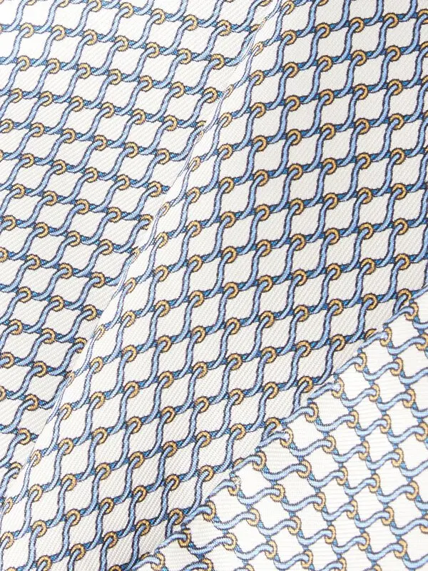 DE PETRILLO Printed Silk-twill Pocket Square - Blue