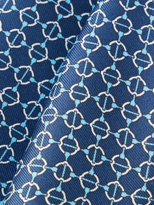 DE PETRILLO Printed Silk-twill Pocket Square - Blue