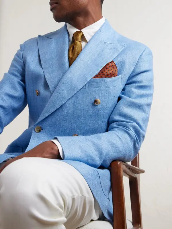 DE PETRILLO Printed Silk-twill Pocket Square - Orange