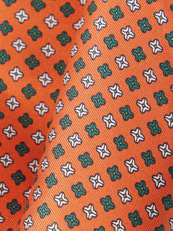 DE PETRILLO Printed Silk-twill Pocket Square - Orange
