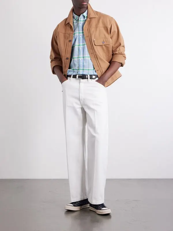 BEAMS Madras Button-down Collar Checked Cotton Shirt - Blue