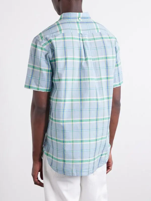 BEAMS Madras Button-down Collar Checked Cotton Shirt - Blue