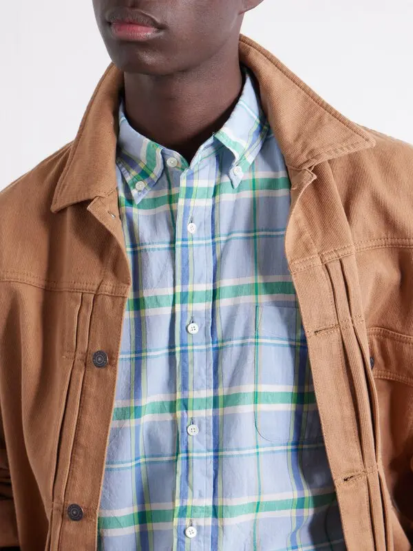 BEAMS Madras Button-down Collar Checked Cotton Shirt - Blue